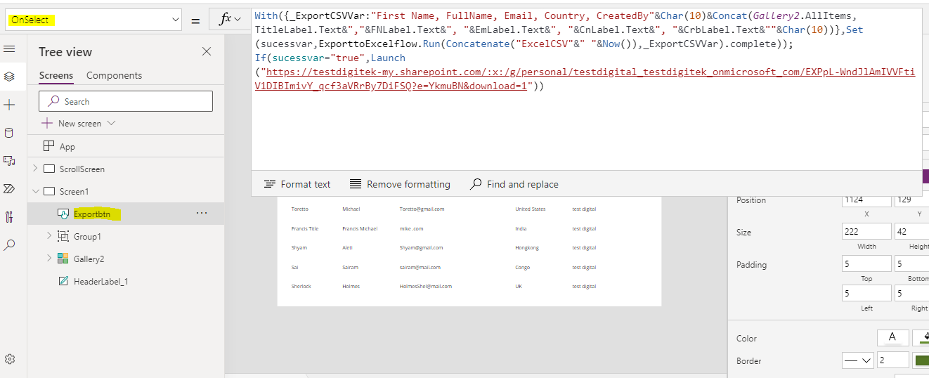 Export to Excel into local Desktop -PowerApps - Rishan Solutions
